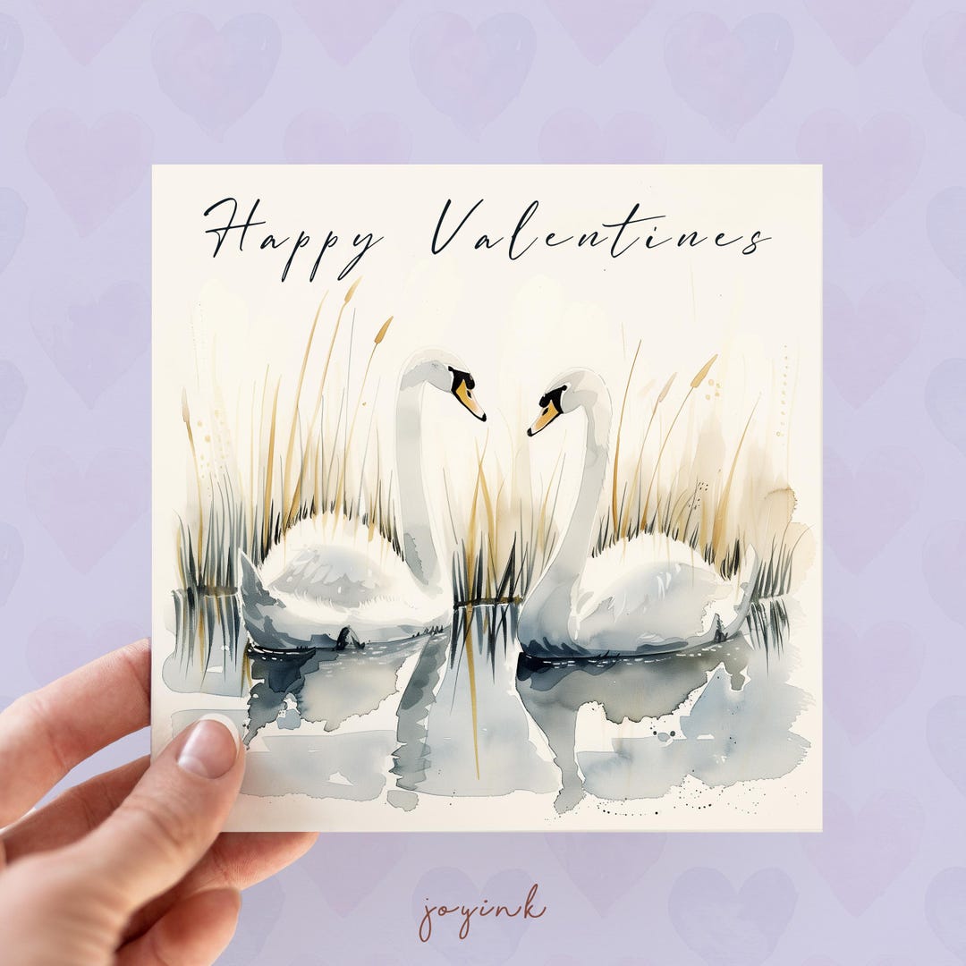 Personalised Swan Valentines Card, Customisable Birds Greeting Cards ...