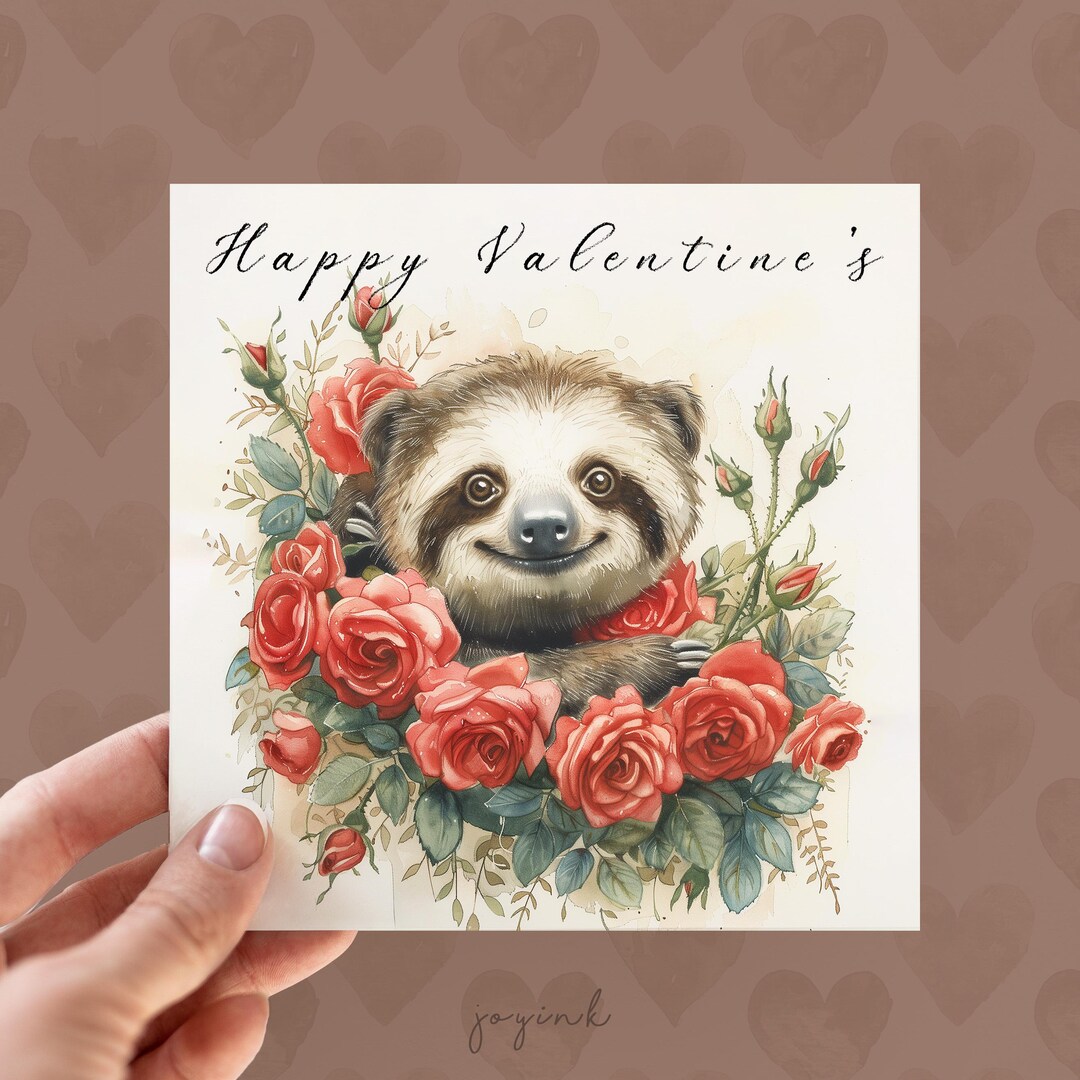 Personalised Sloth Valentine's Cards, Cute Love Cards for Her, I Love ...