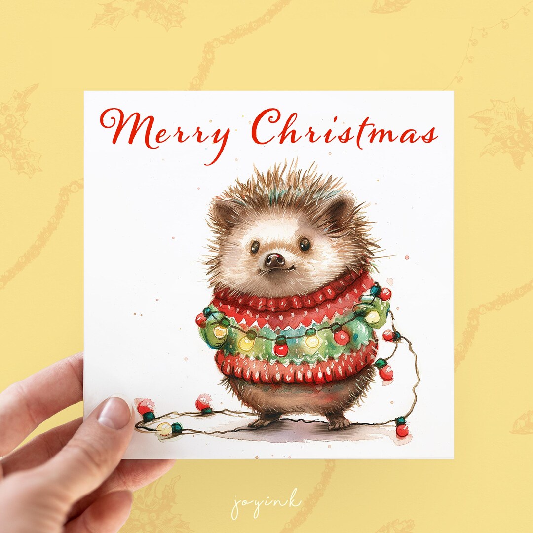 Personalised Hedgehog Christmas Card, Cute Woodland Animal Xmas Card ...