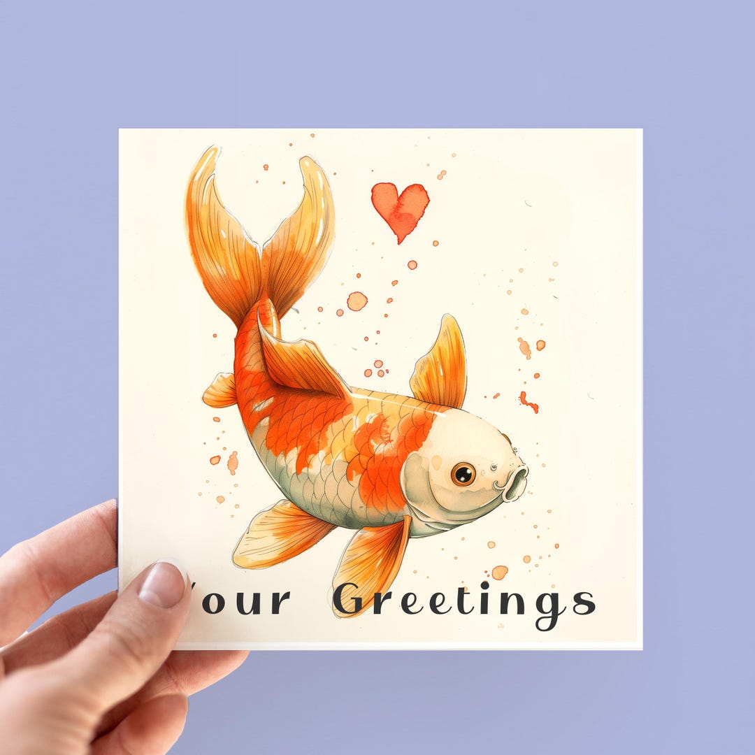 Personalised Koi Greeting Card, Illustrated Koi Cards, Japanese Koi ...
