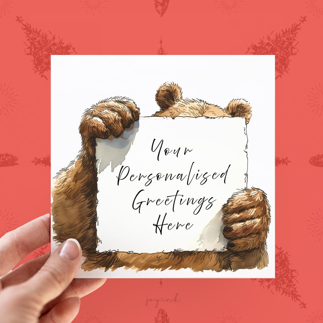 Personalised Grizzly Bear Cards, Customisable Bear Greeting Cards for ...