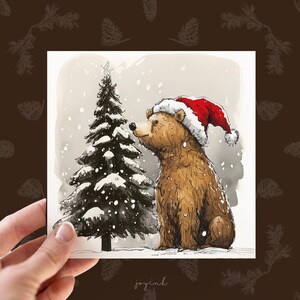Personalised Bear Christmas Card, Holiday Card for Animal Lovers ...