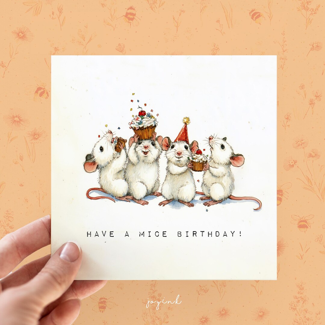 Personalised Happy Mice Birthday Cards for Friend, Kids Birthday Cards ...