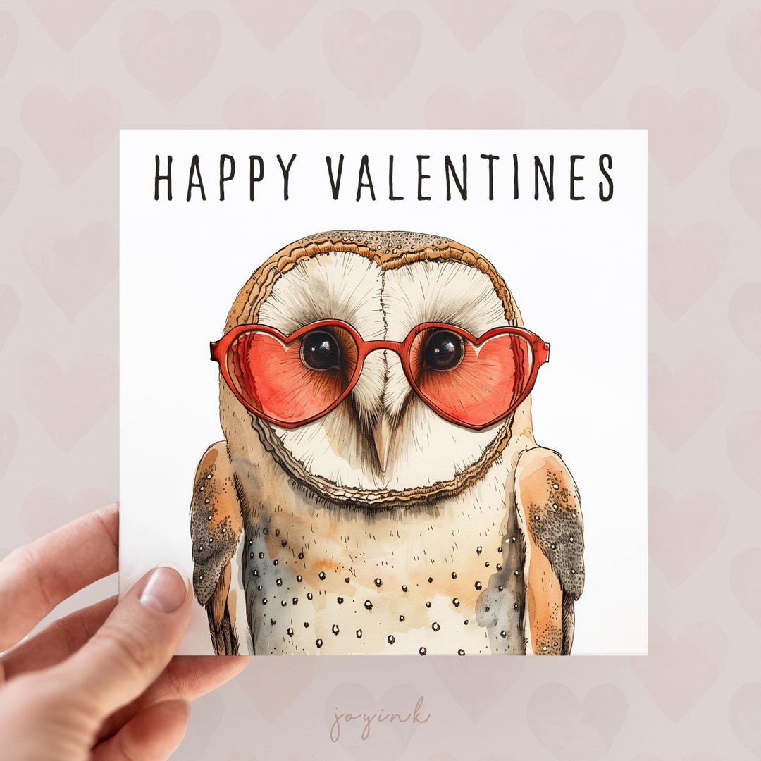 Personalised Barn Owl Valentines Cards, Custom Love Cards for Bird ...