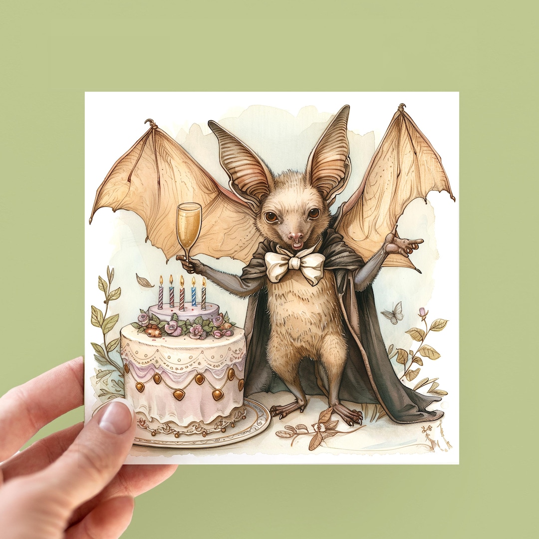 Personalised Bat Birthday Card, Bat Lover Cards, Funny Animal Birthday ...
