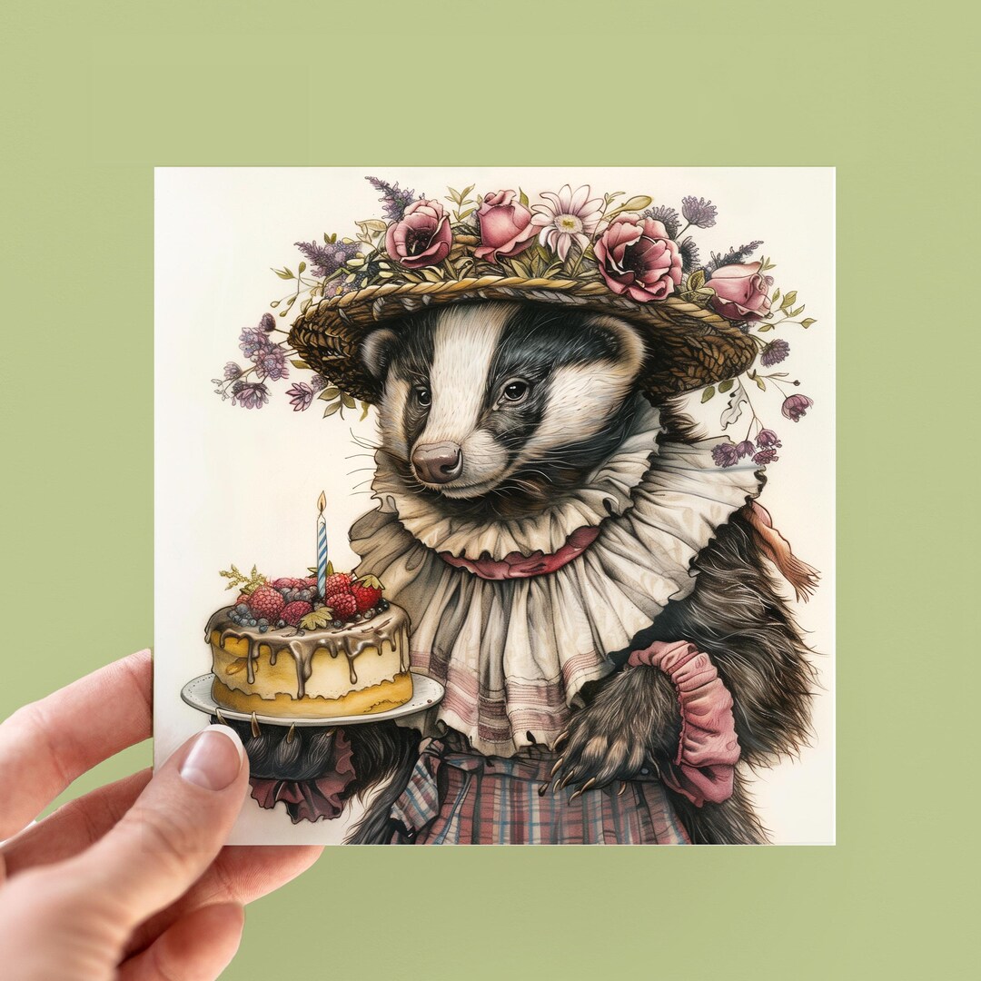 Personalised Badger Birthday Cards, Illustrated Badger Card, Wildlife ...