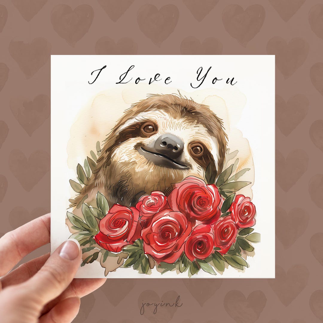 Personalised Sloth Valentine's Cards, Cute Love Cards for Her, I Love ...