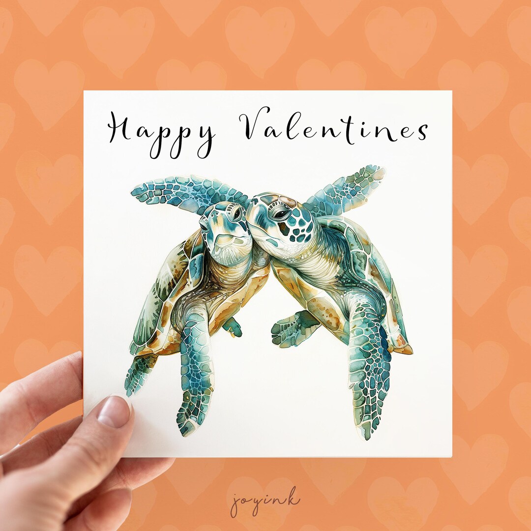 Personalised Sea Turtles Valentines Card, Customisable Turtle Cards for ...
