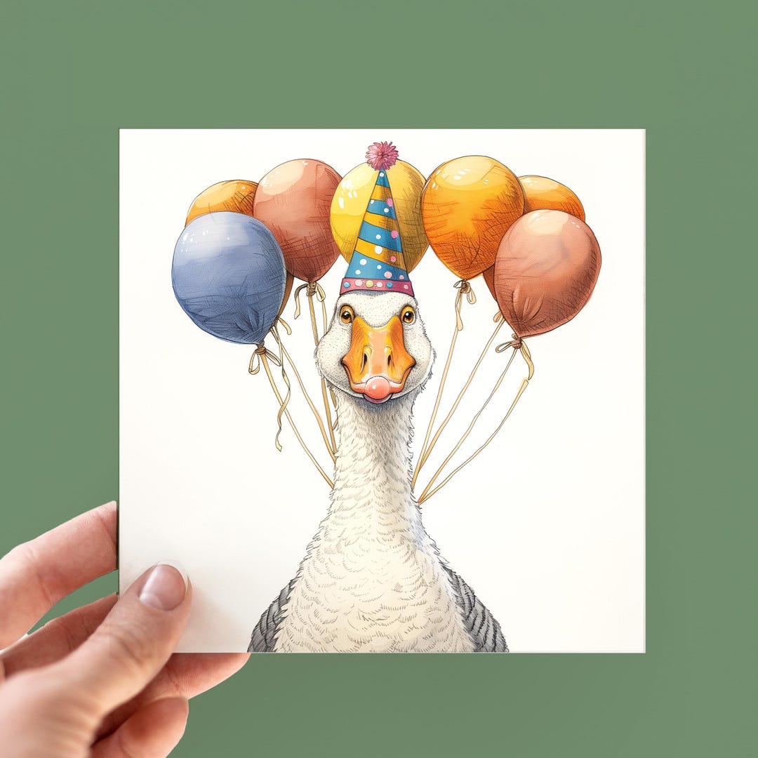 Funny Goose Birthday Card, Goose Greeting Cards, Cute Card for Animal ...