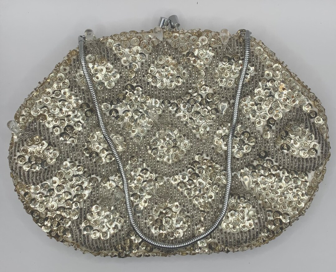 1950s Beaded and Sequined Purse Evening Bag Richere Made in Hong Kong ...