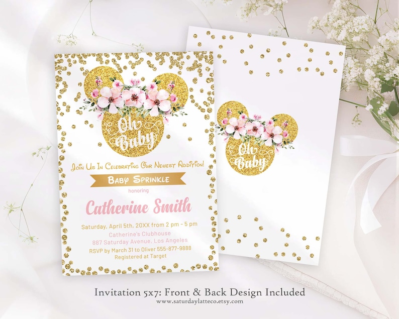 Minnie Mouse Baby Shower Invitation Template Download, Oh Baby Sprinkle ...