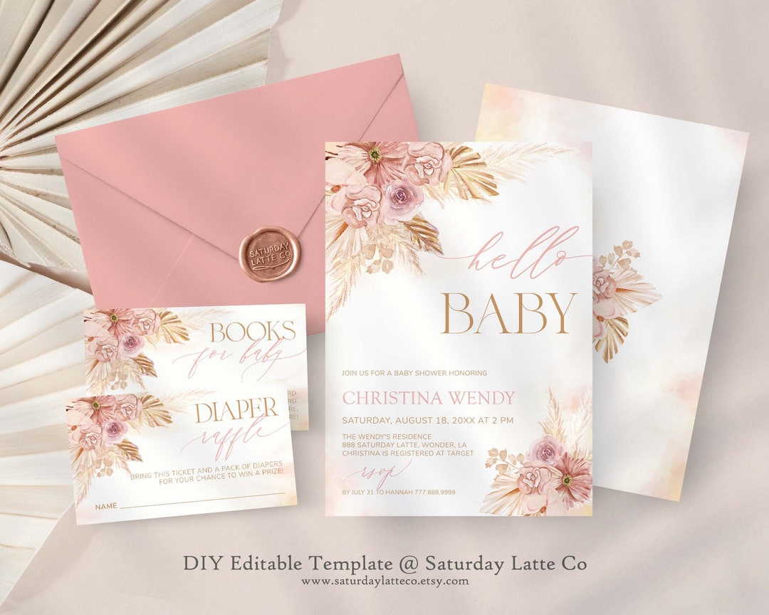 Plantilla editable de invitación de bienvenida para baby shower de ...