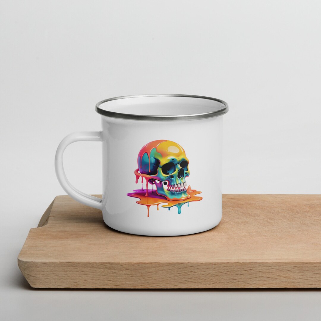 Rainbow Sherbet Melting Skull Limited Edition Enamel Mug 1 by Haus ...