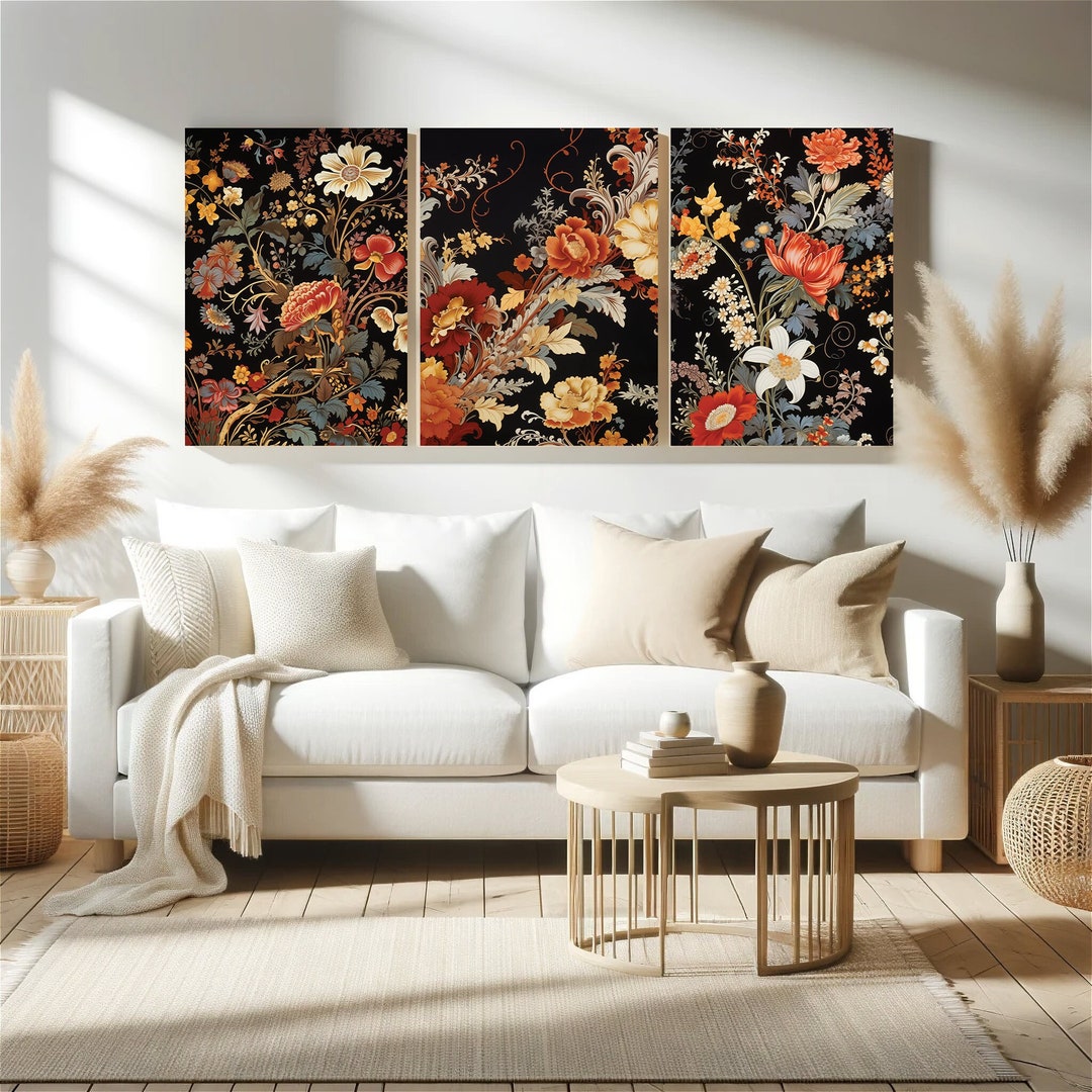 Wall Art Prints Set Flowers Bouquet Floral Botanical Prints - Etsy