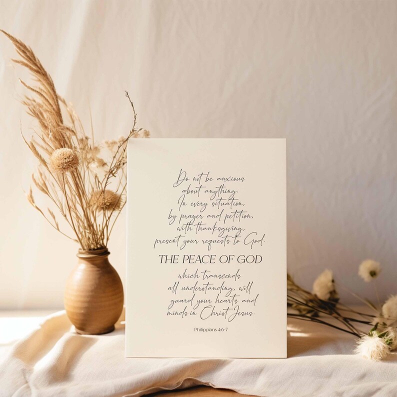 Do Not Be Anxious Printable | Philippians 4:6-7 Bible Verse Wall Art ...