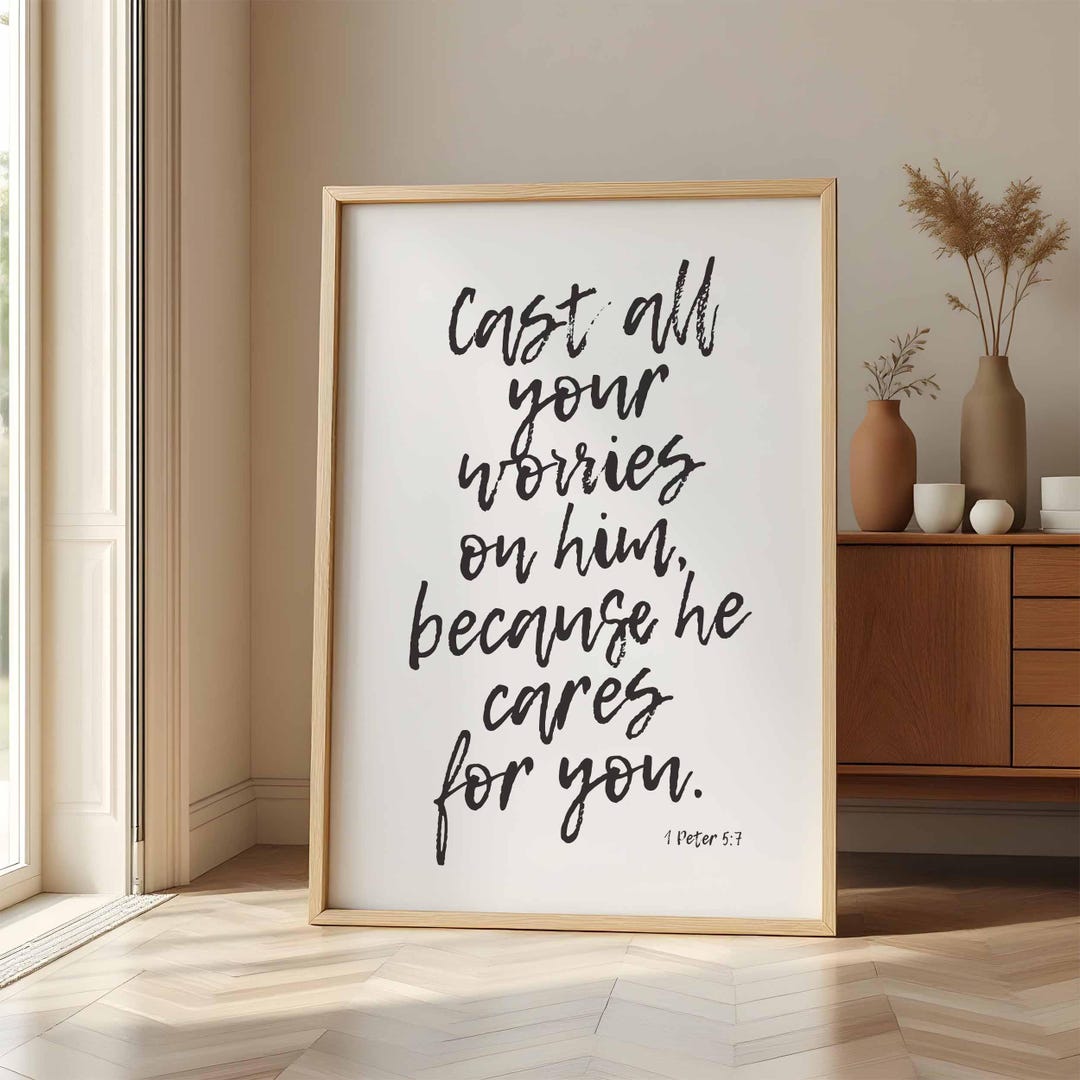 Bible Verse Printable Art: Cast All Your Worries on Him, Inspirational ...
