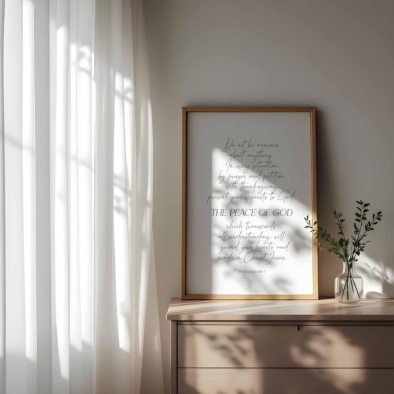 Do Not Be Anxious Printable | Philippians 4:6-7 Bible Verse Wall Art ...