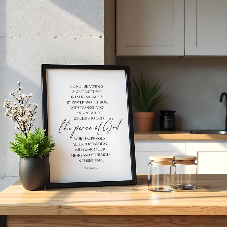 Do Not Be Anxious Printable | Philippians 4:6-7 Bible Verse Wall Art ...
