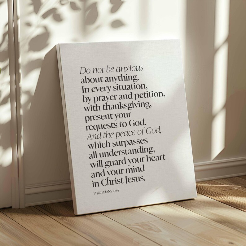 Do Not Be Anxious Printable | Philippians 4:6-7 Bible Verse Wall Art ...
