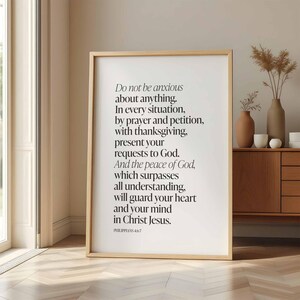 Do Not Be Anxious Printable | Philippians 4:6-7 Bible Verse Wall Art ...