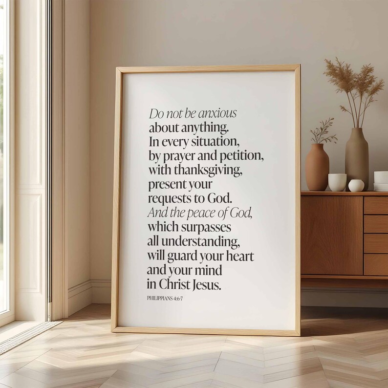 Do Not Be Anxious Printable | Philippians 4:6-7 Bible Verse Wall Art ...
