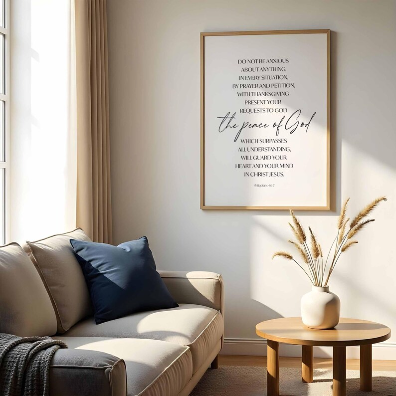 Do Not Be Anxious Printable | Philippians 4:6-7 Bible Verse Wall Art ...