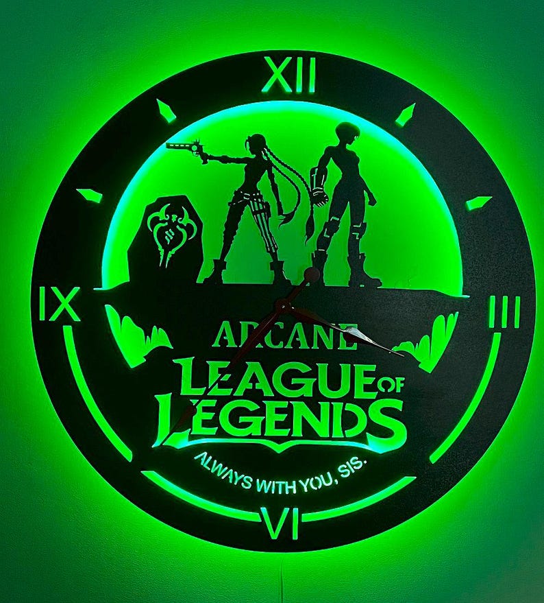 Arcane League of Legends LED Clock: Vi and Jinx, Gaming Decor - Etsy UK