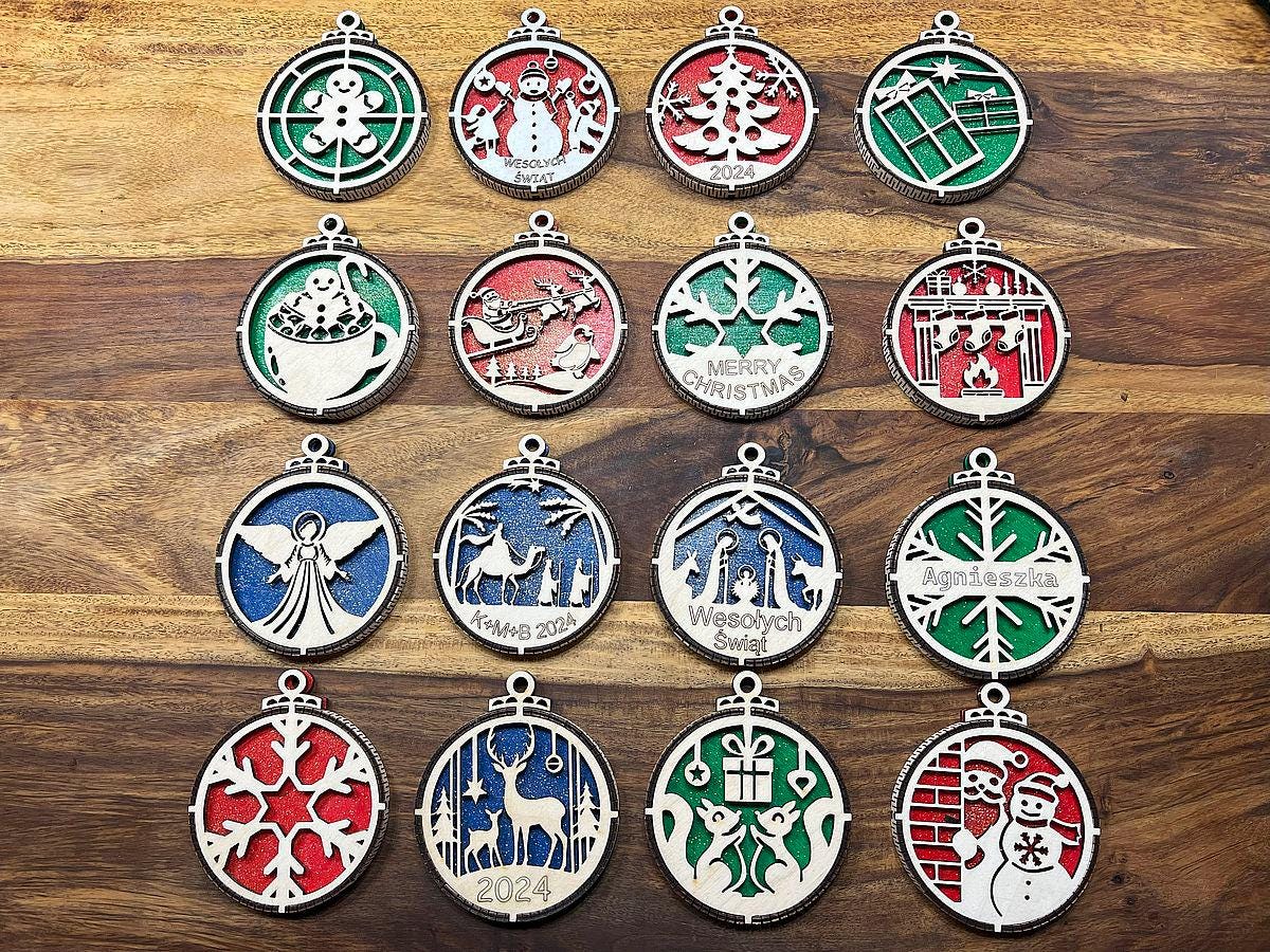 Personalized Christmas Ornament SVG Bundle: Laser Cut Tree Decorations ...