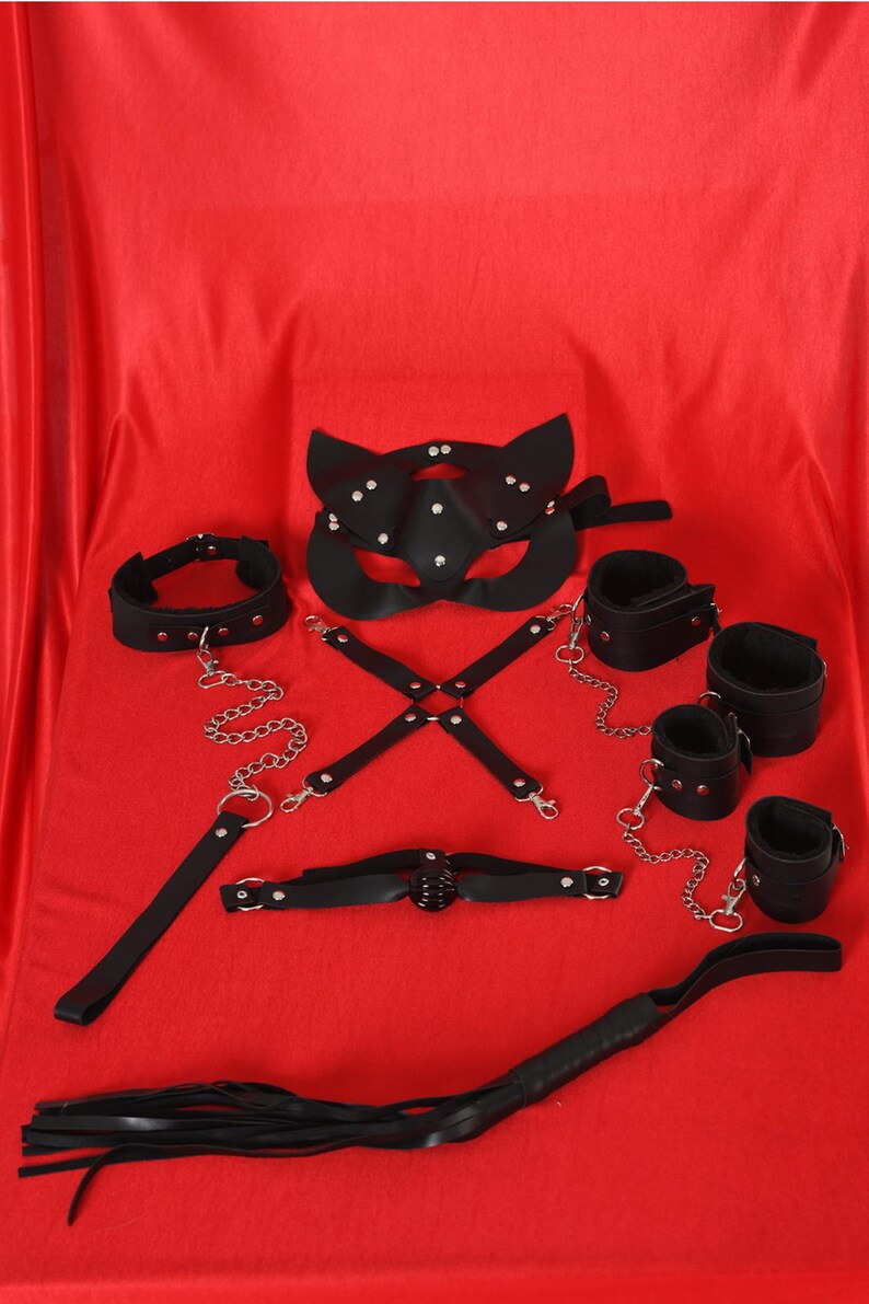 Fancy Accessories 7 Piece Punk Style Spike Rivet Bondage Sex Slave