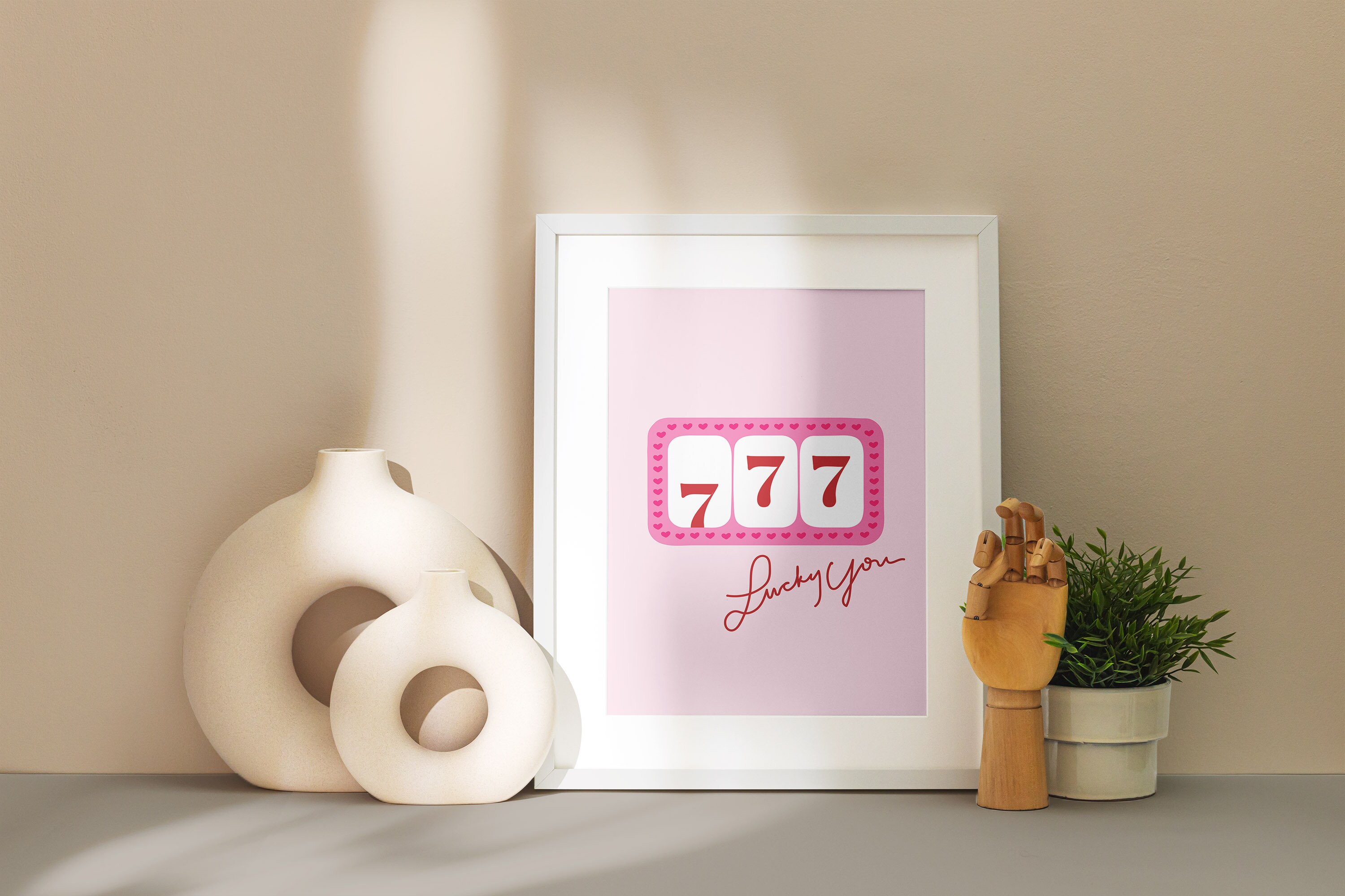 Pink 777 Lucky You Wall Art Printable, JPG Instant Download, Slots ...