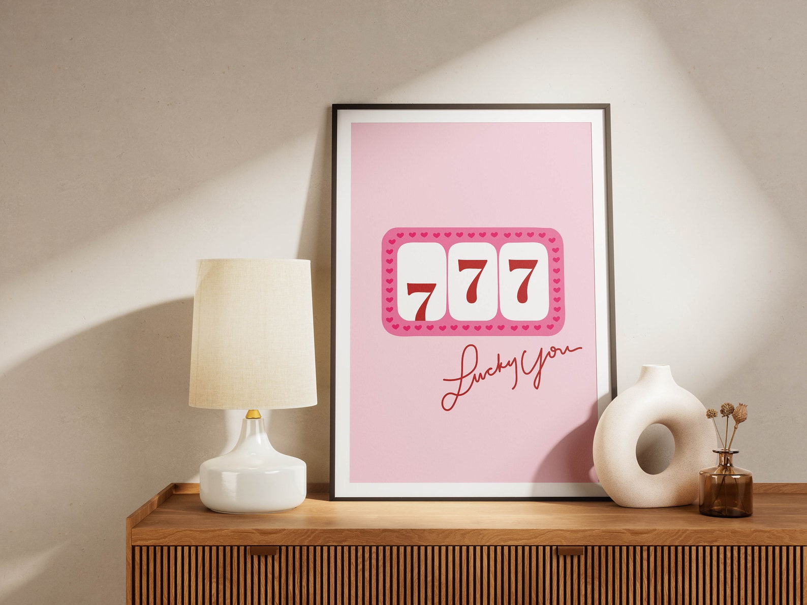 Pink 777 Lucky You Wall Art Printable, JPG Instant Download, Slots ...