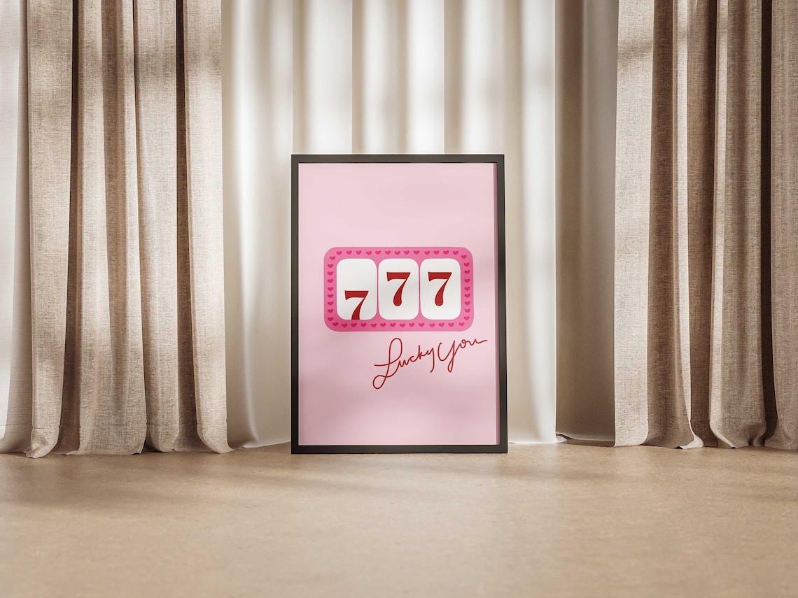Pink 777 Lucky You Wall Art Printable, JPG Instant Download, Slots ...