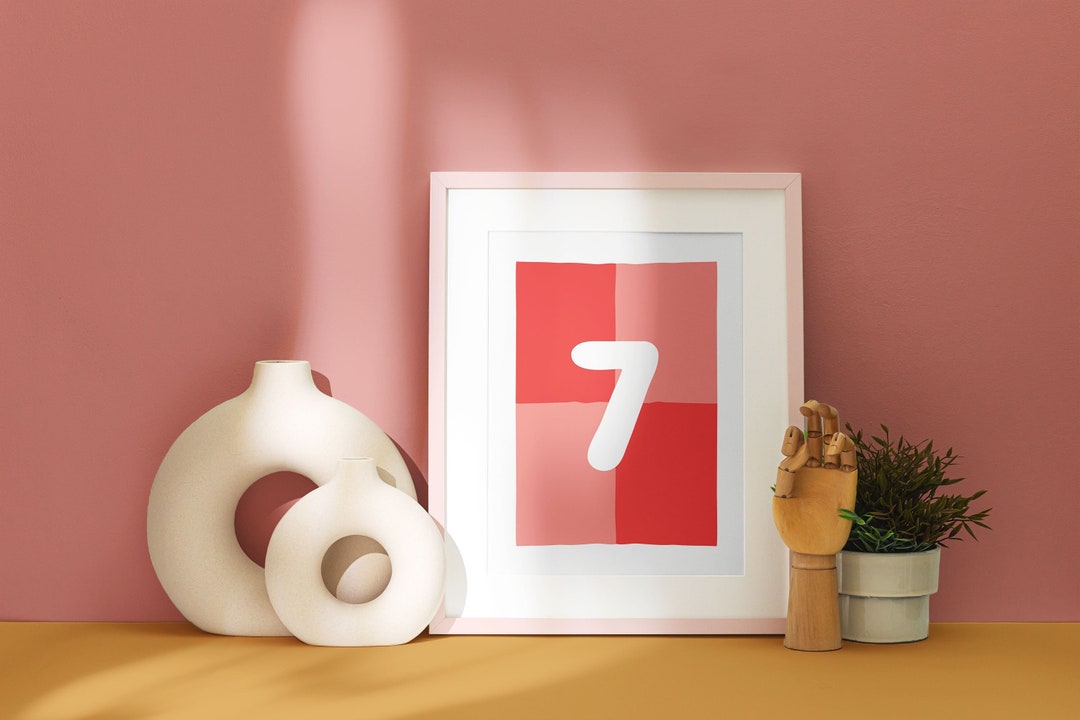 Number 7 Print, Pink Preppy Number Seven Printable, DIGITAL DOWNLOAD ...