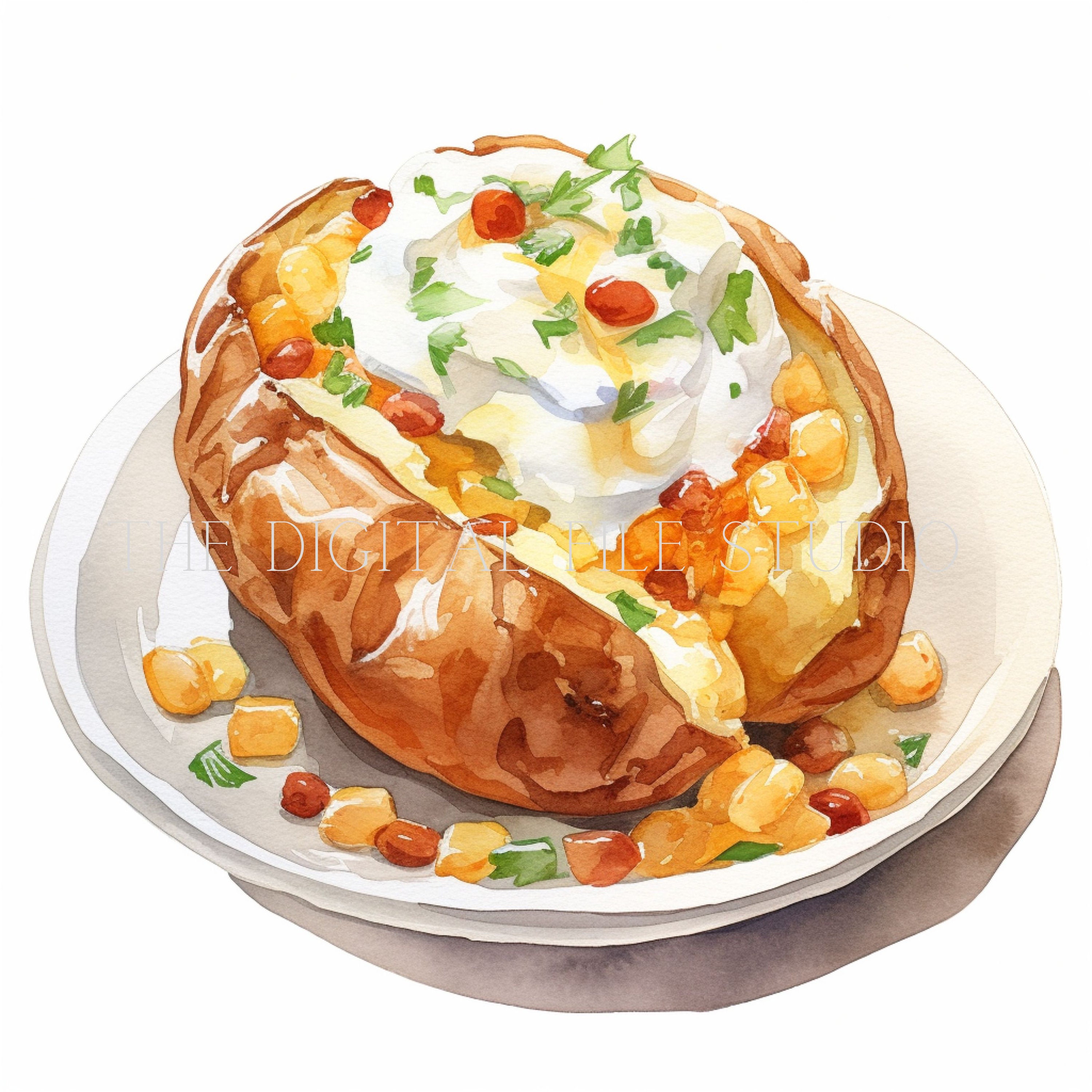 12 Watercolor Jacket Potato PNGJPGPDF Digital Images Graphics ...