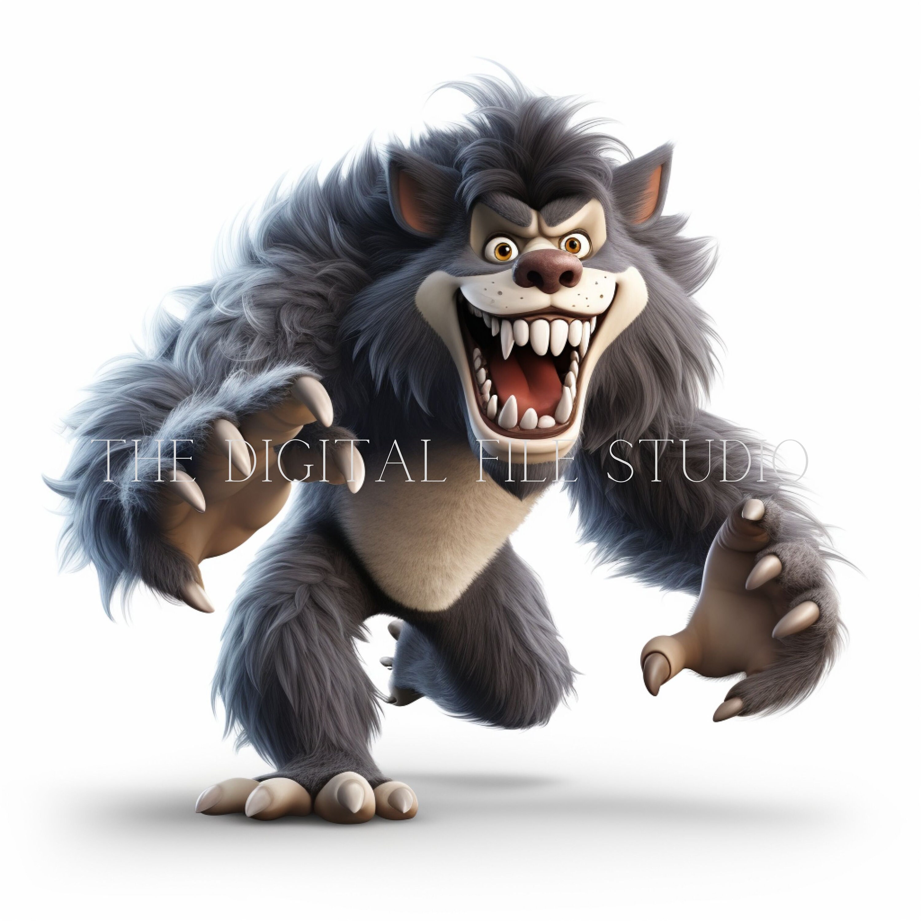 12 Cartoon Werewolf High-quality Designs PNGJPGPDF Clip Art 12 Digital ...