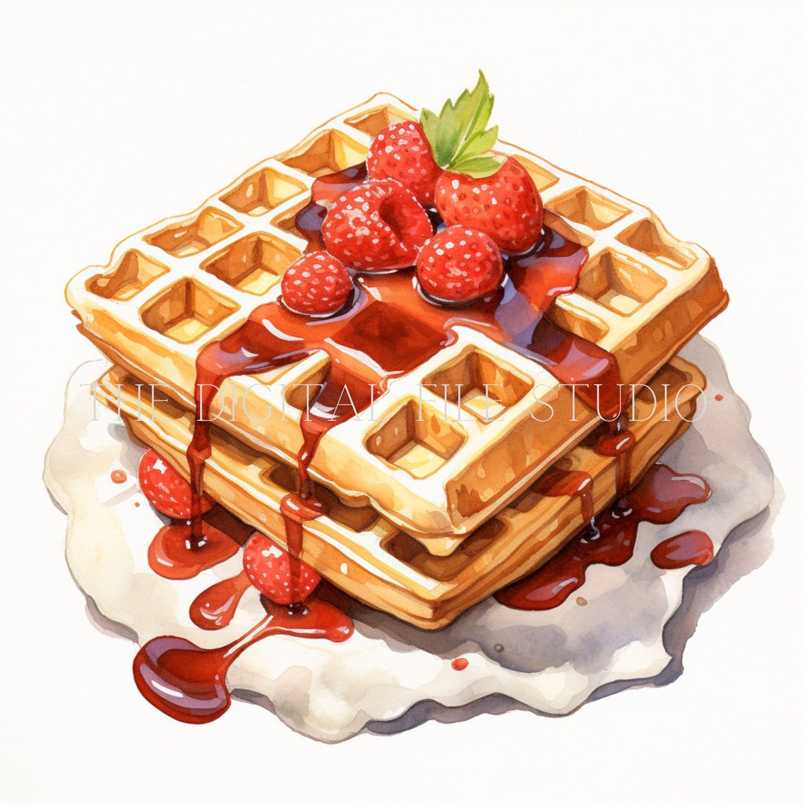 12 Watercolor Waffles Clipart PNGJPGPDF Waffle Digital Images Waffle ...