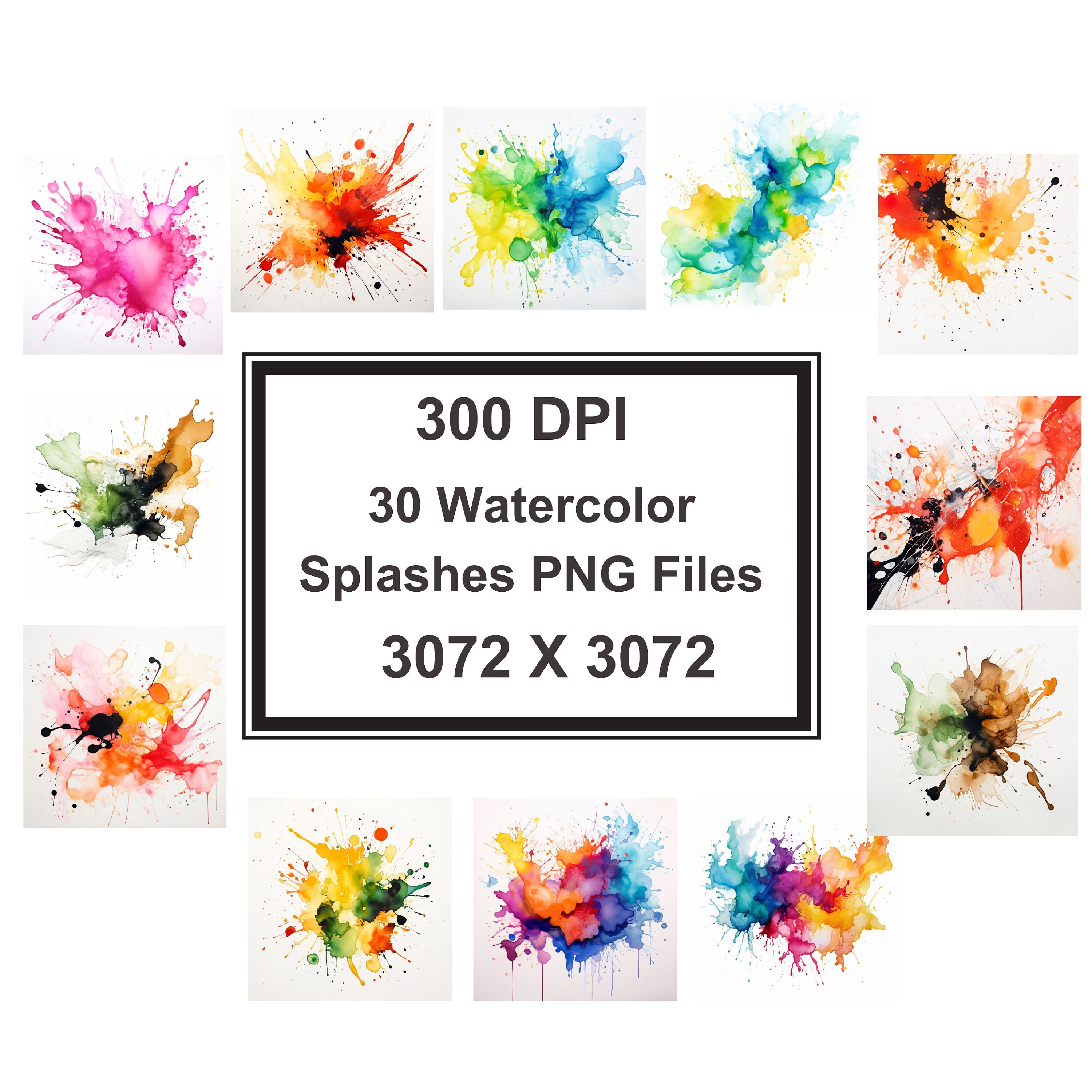 Watercolor Splashes Clipart PNG Paint Splatter Clipart Ink Clipart ...