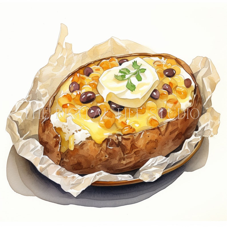 12 Watercolor Jacket Potato PNGJPGPDF Digital Images Graphics ...