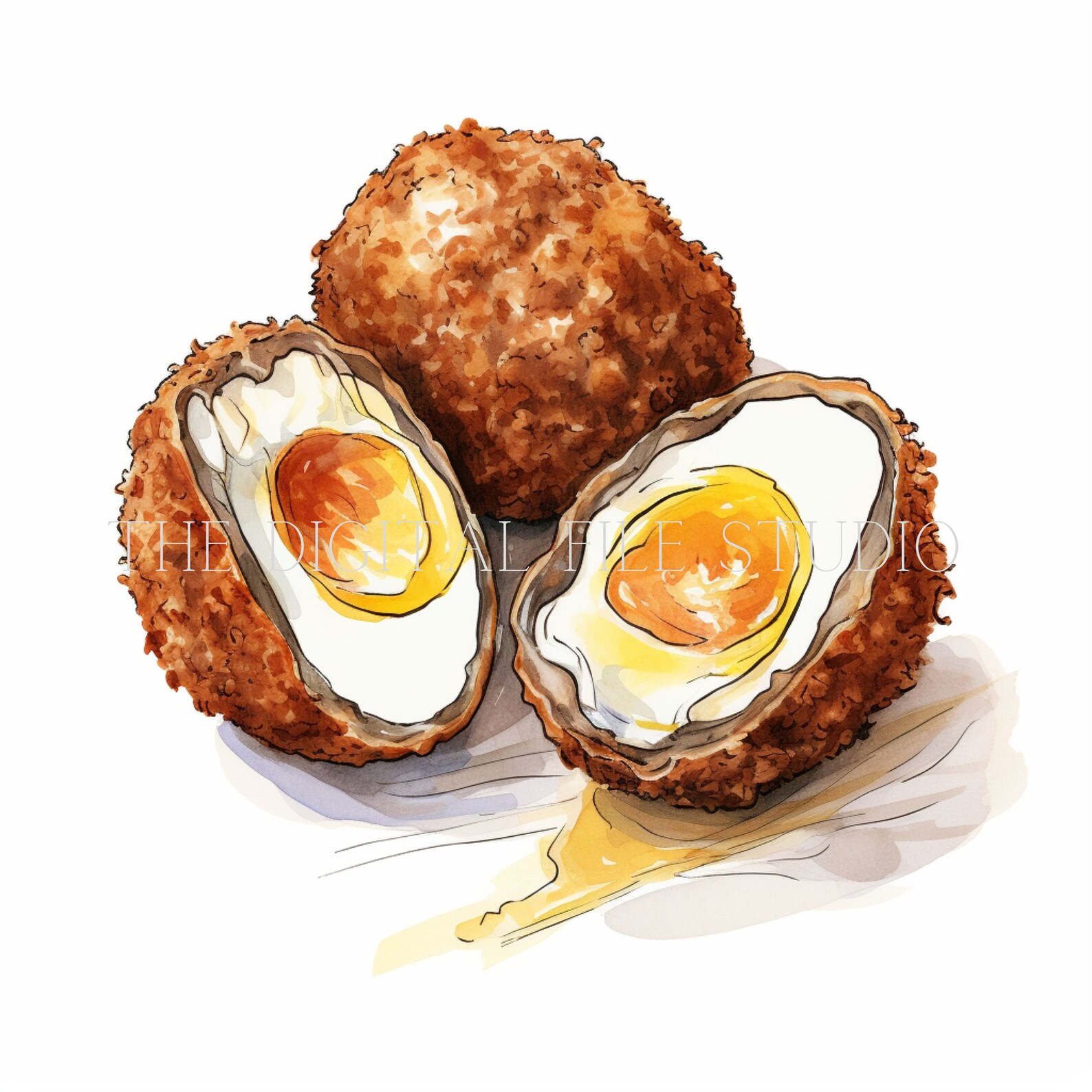 12 Watercolor Scotch Eggs Clipart PNGJPGPDF Scotch Eggs Digital Images ...