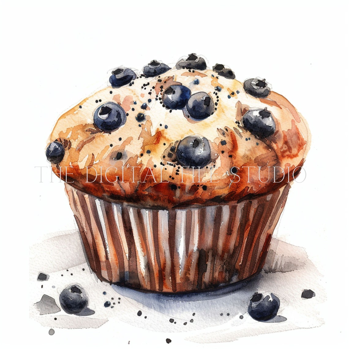 12 Watercolor Muffins Clipart PNGJPGPDF Digital Images Graphics ...