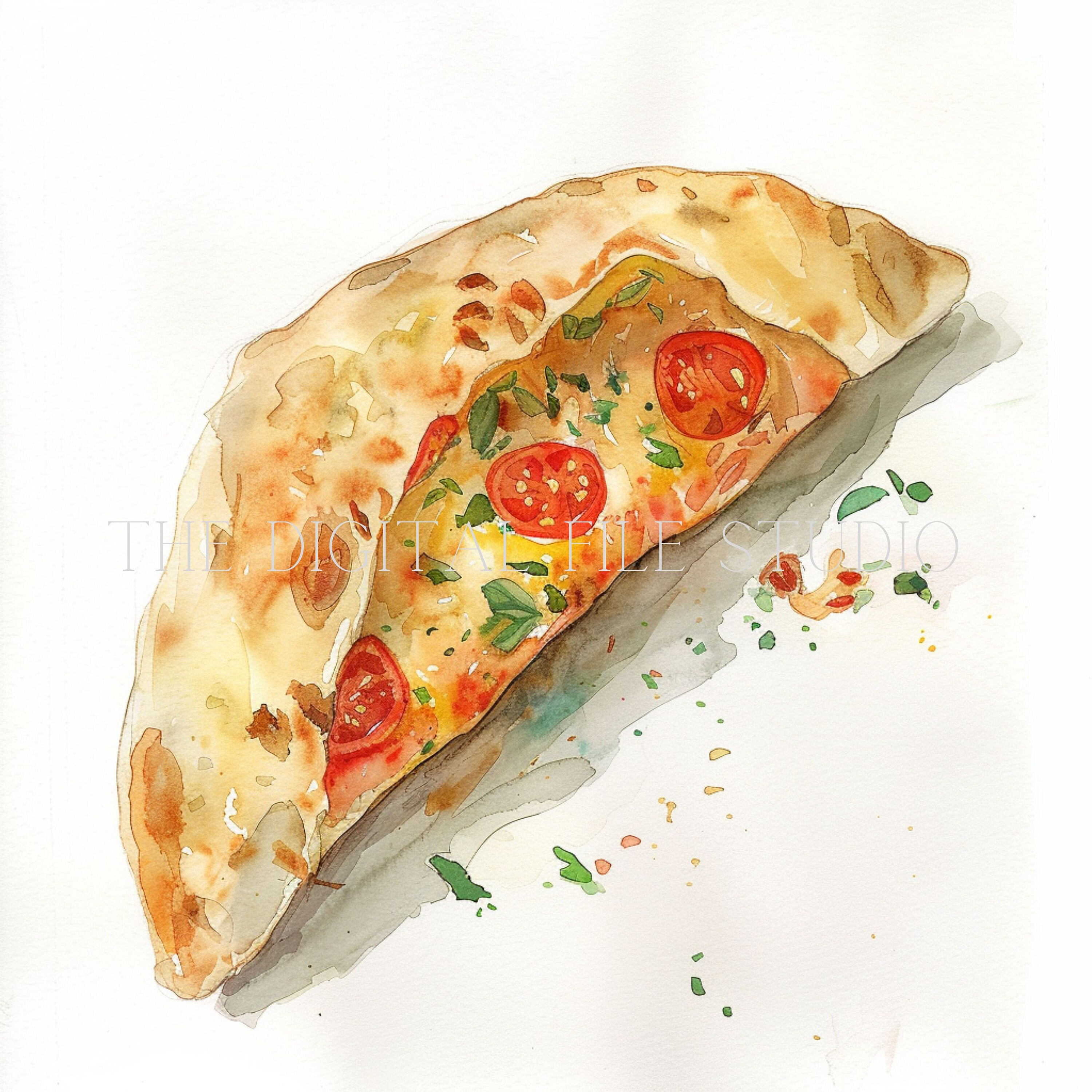 12 Watercolor Calzone Clipart PNGJPGPDF Digital Images Graphics ...