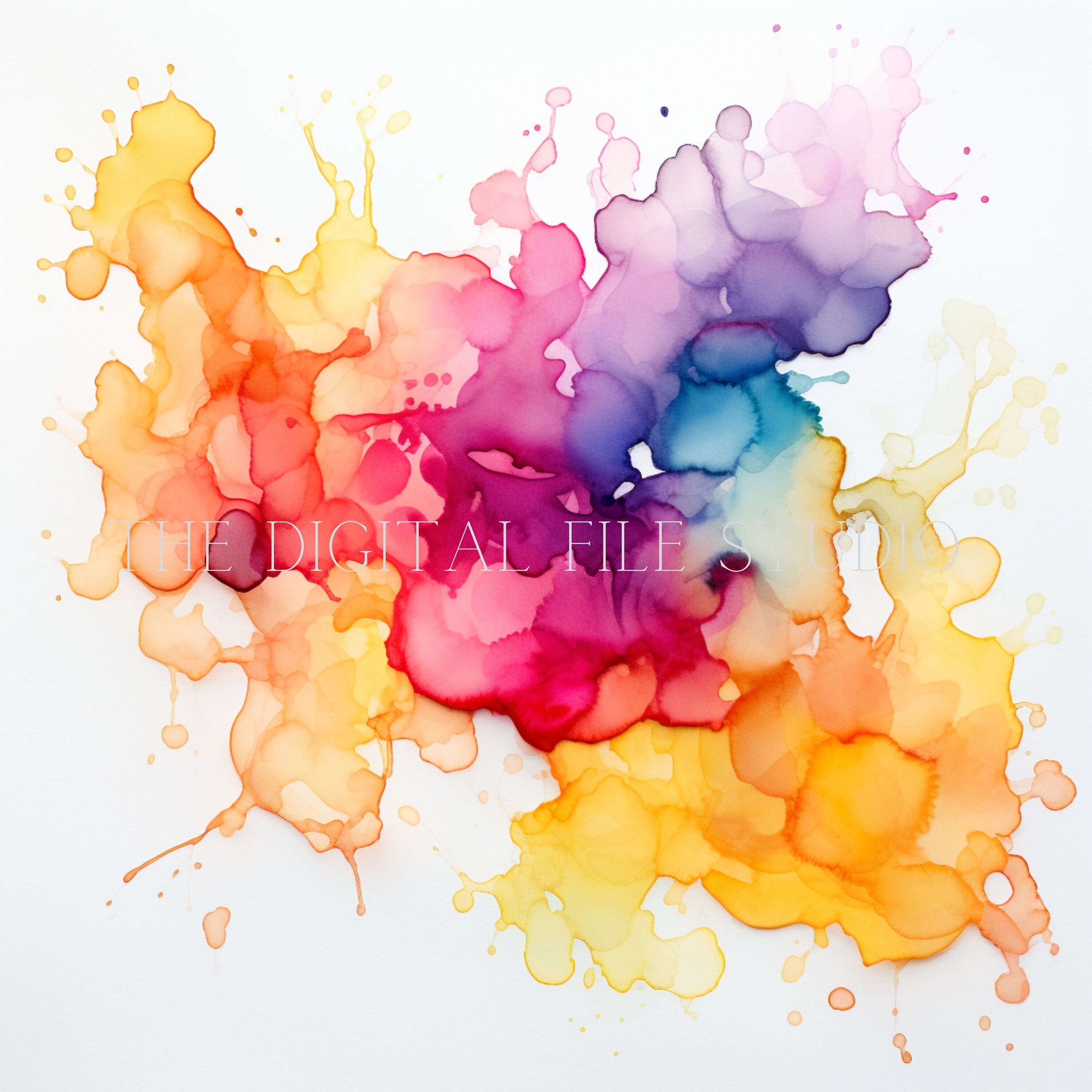 Alcohol Watercolor Splashes Clipart PNG Paint Splatter Clipart Ink ...