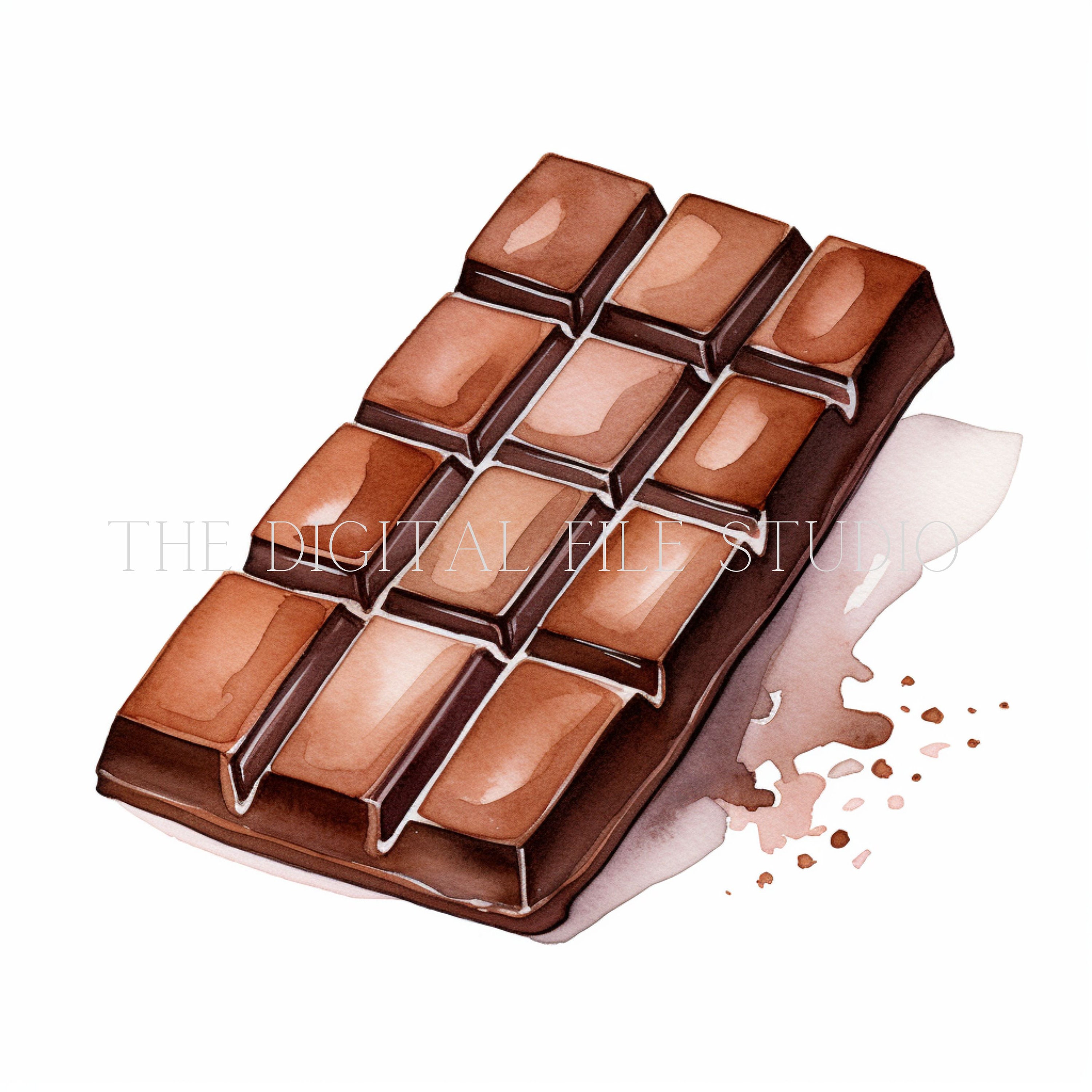 12 Watercolor Chocolate Clipart PNGJPGPDF Chocolate Digital Images ...