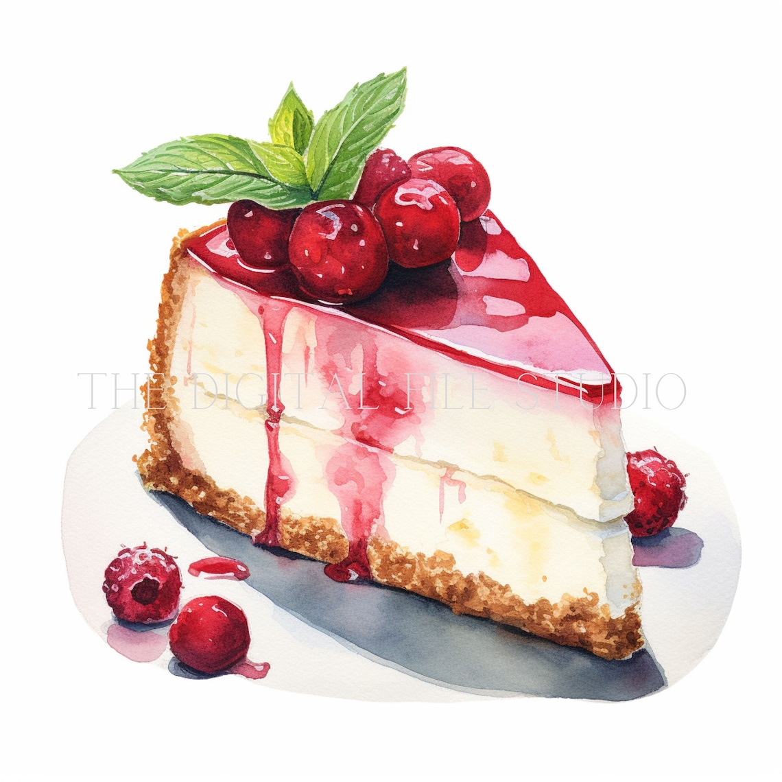 12 Watercolor Cheesecake Clipart PNGJPGPDF Cheesecake Digital Images ...