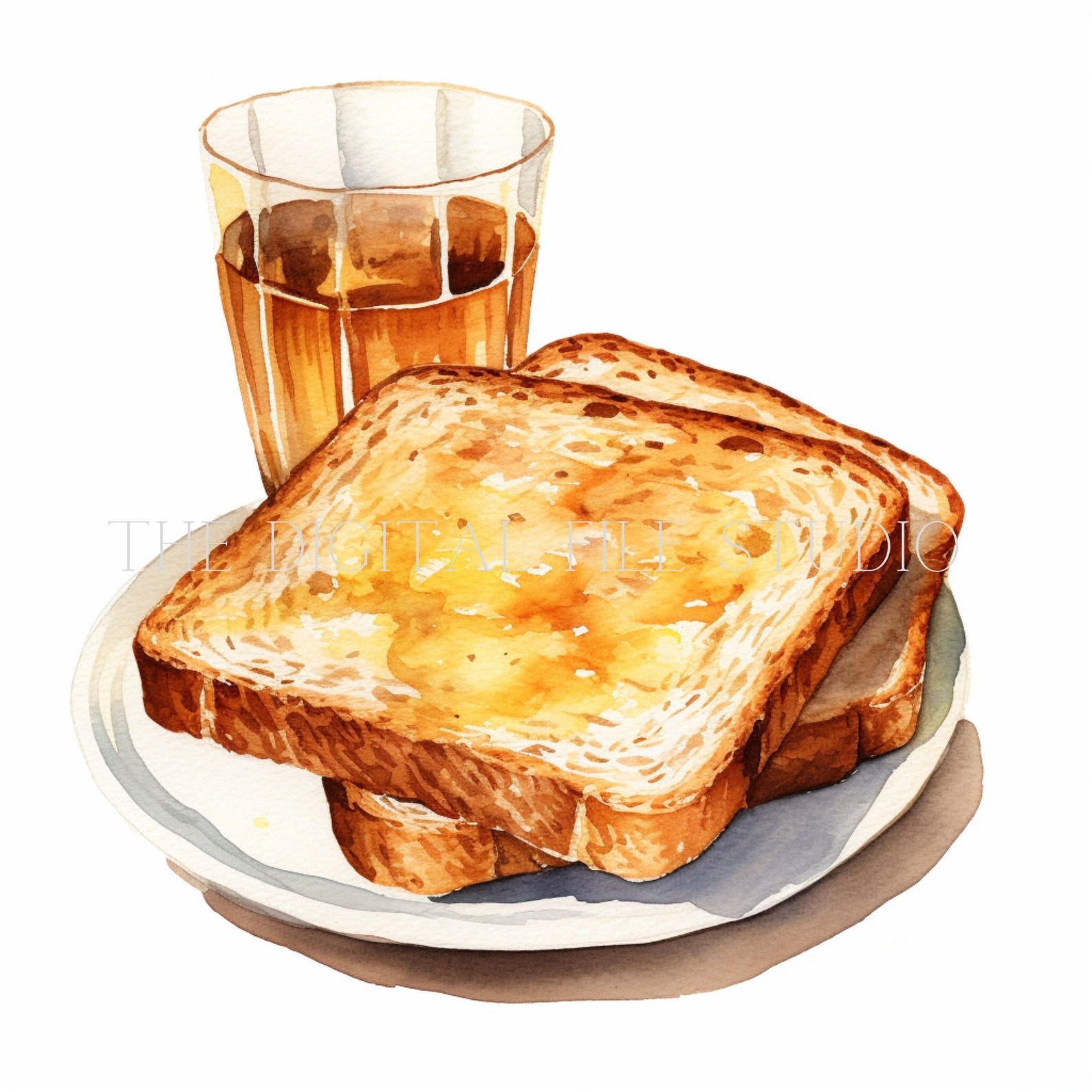 12 Watercolor Toast Clipart PNGJPGPDF Toast Digital Images Toast ...