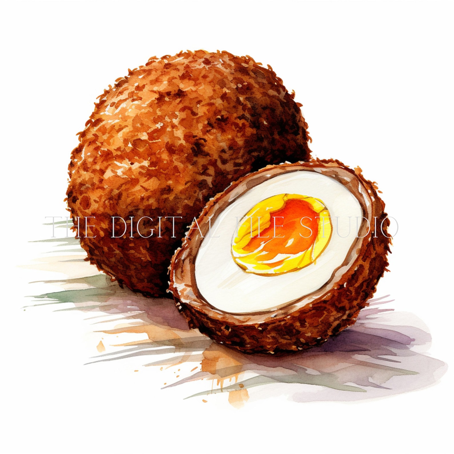 12 Watercolor Scotch Eggs Clipart PNGJPGPDF Scotch Eggs Digital Images ...