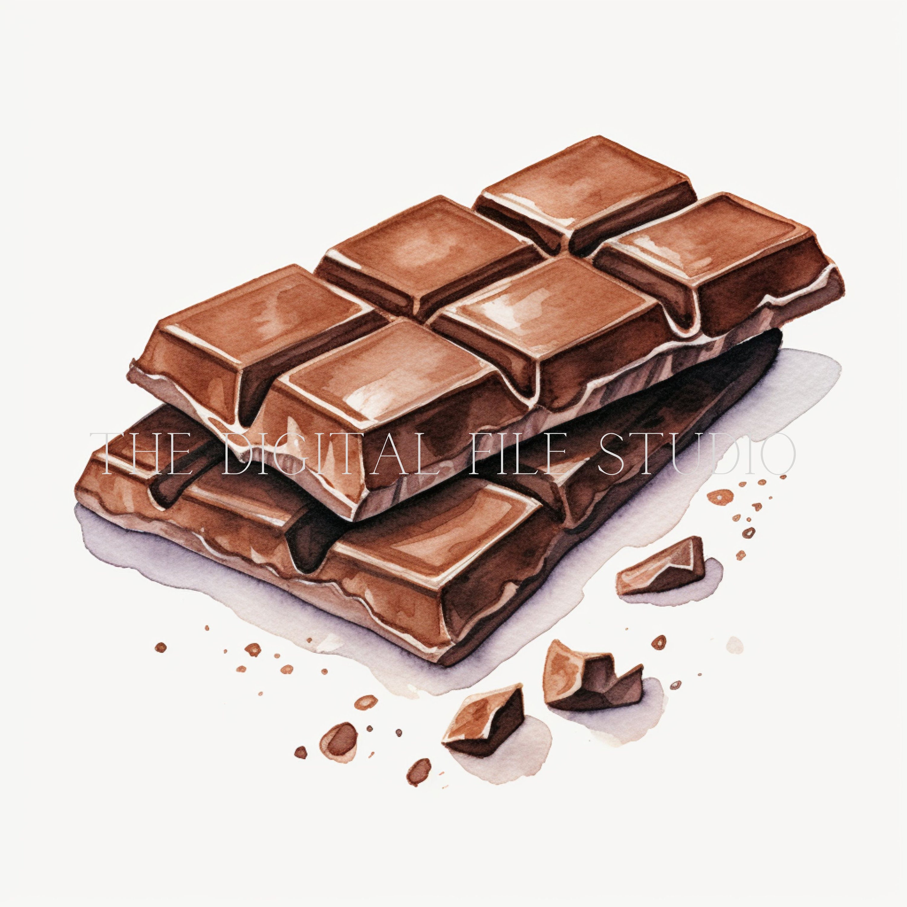 12 Watercolor Chocolate Clipart PNGJPGPDF Chocolate Digital Images ...