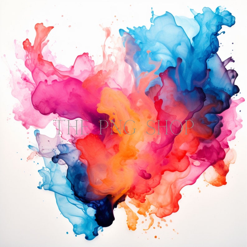 Alcohol Watercolor Splashes Clipart PNG Paint Splatter Clipart Ink ...