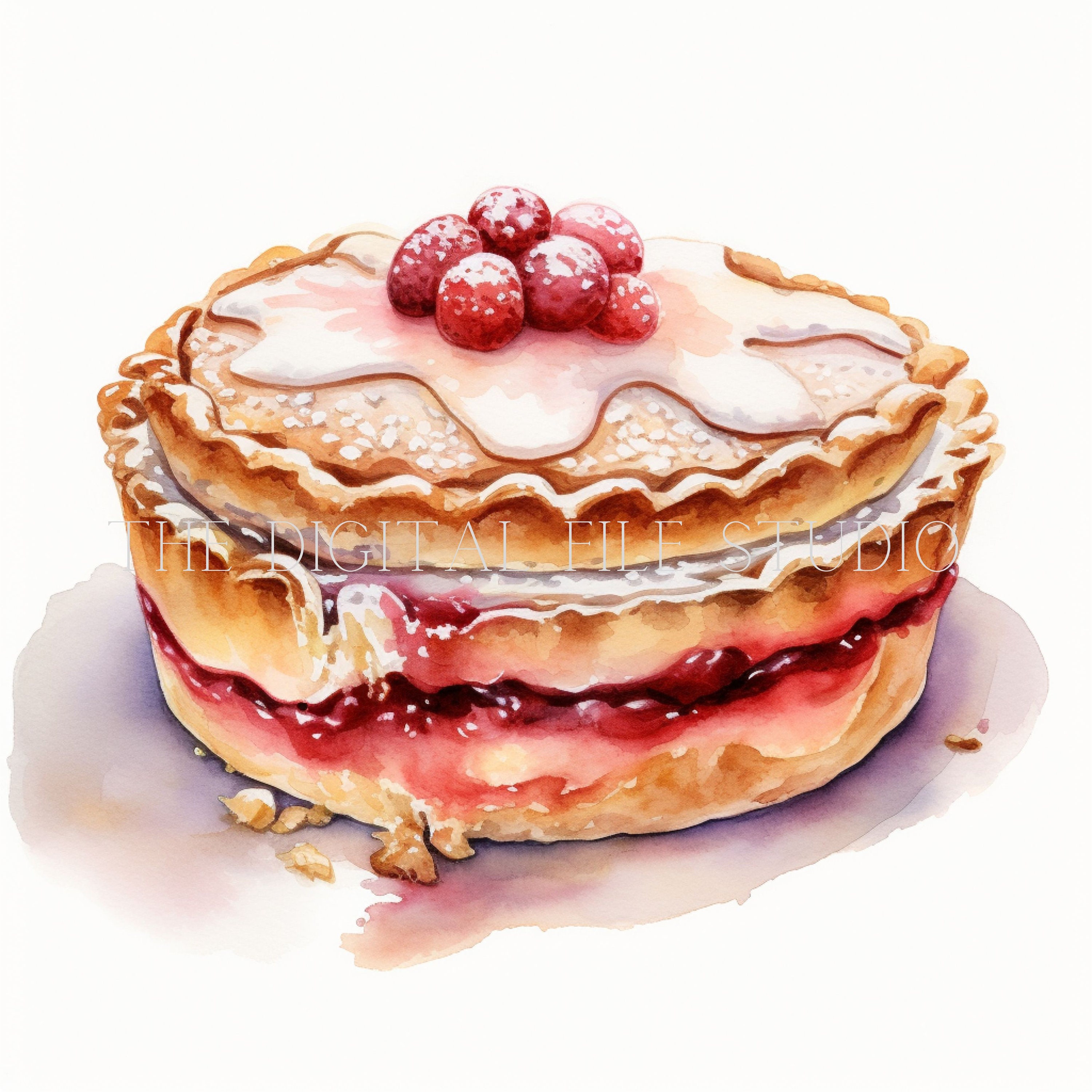 12 Watercolor Bakewell Tart Clipart PNGJPGPDF Bakewell Tart Digital ...