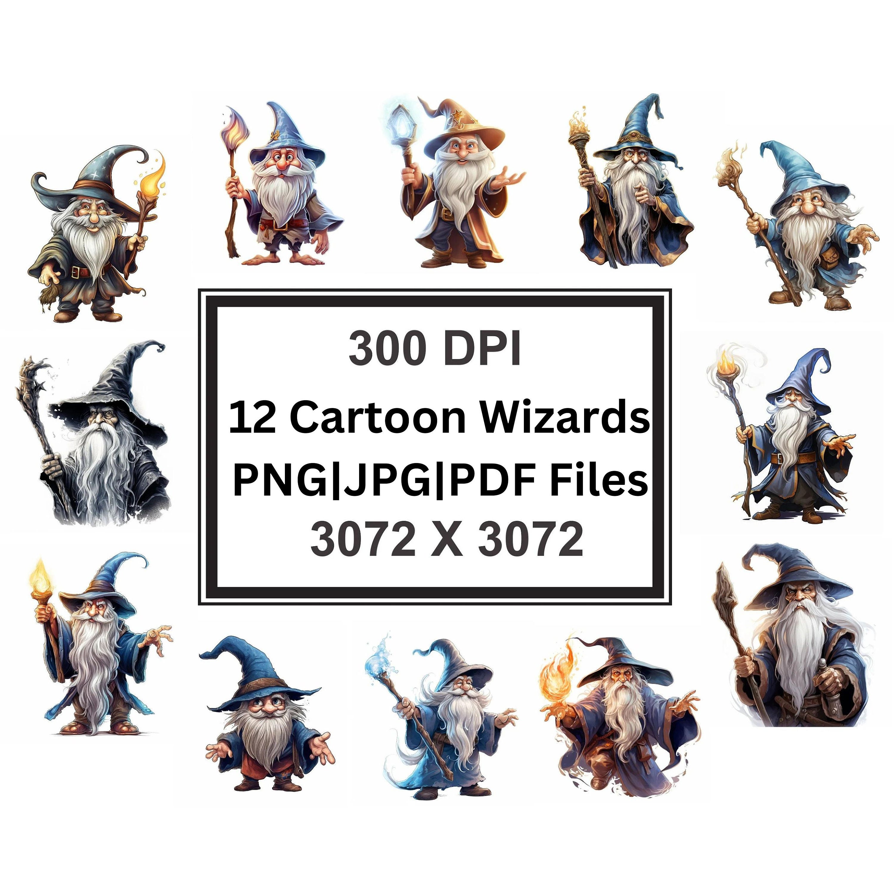 Cartoon Wizards Clipart 12 High-quality PNGJPGPDF Digital Download ...